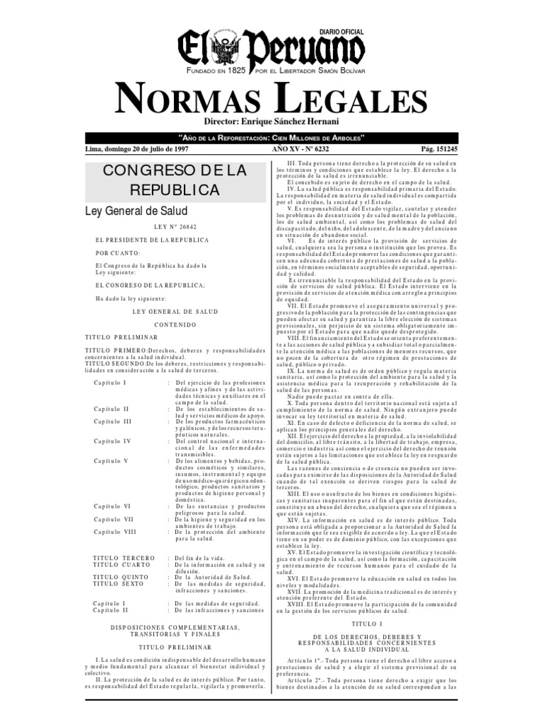 Ley General De Salud Ley 26842 Pdf Pdf 2715