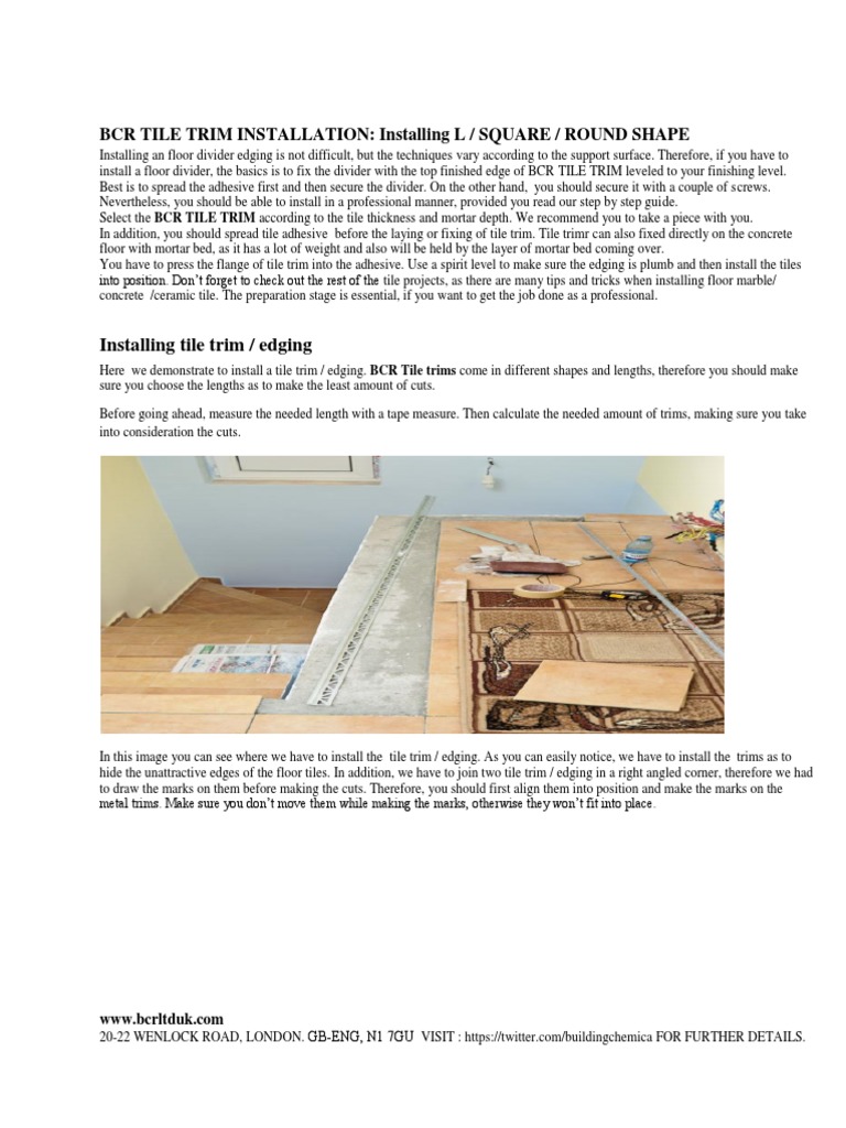 Method Statement Tile Trim | PDF | Flooring | Tile