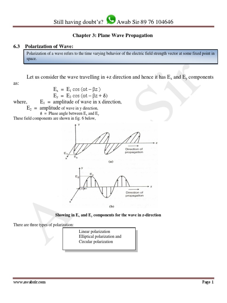 Chapter 3 Plane Wave Propagation Pdf Polarization Waves Waves