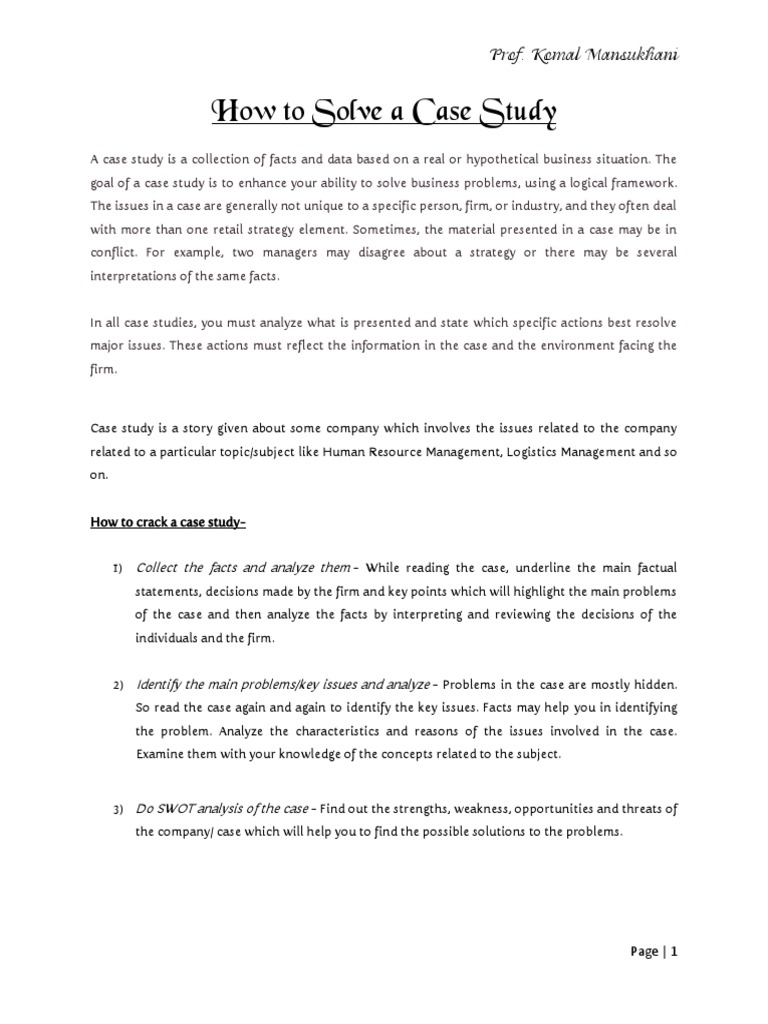 How To Solve A Case Study | PDF | Human Resources | Employment