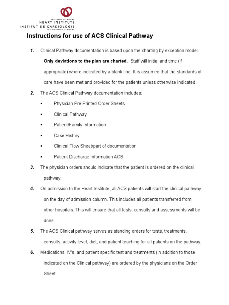 Procedures For ACS Clinical Pathway | PDF | Patient | Physician