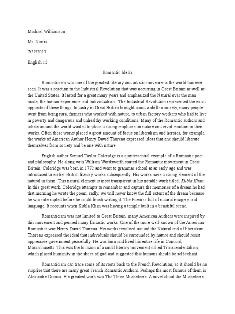 Romantic Ideals | Download Free PDF | Romanticism | Samuel Taylor Coleridge