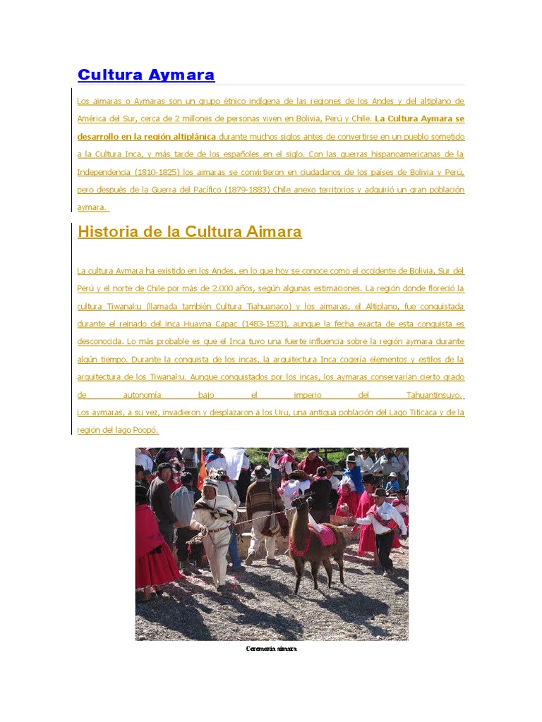 Cultura Aymara | PDF | Bolivia | Imperio Inca