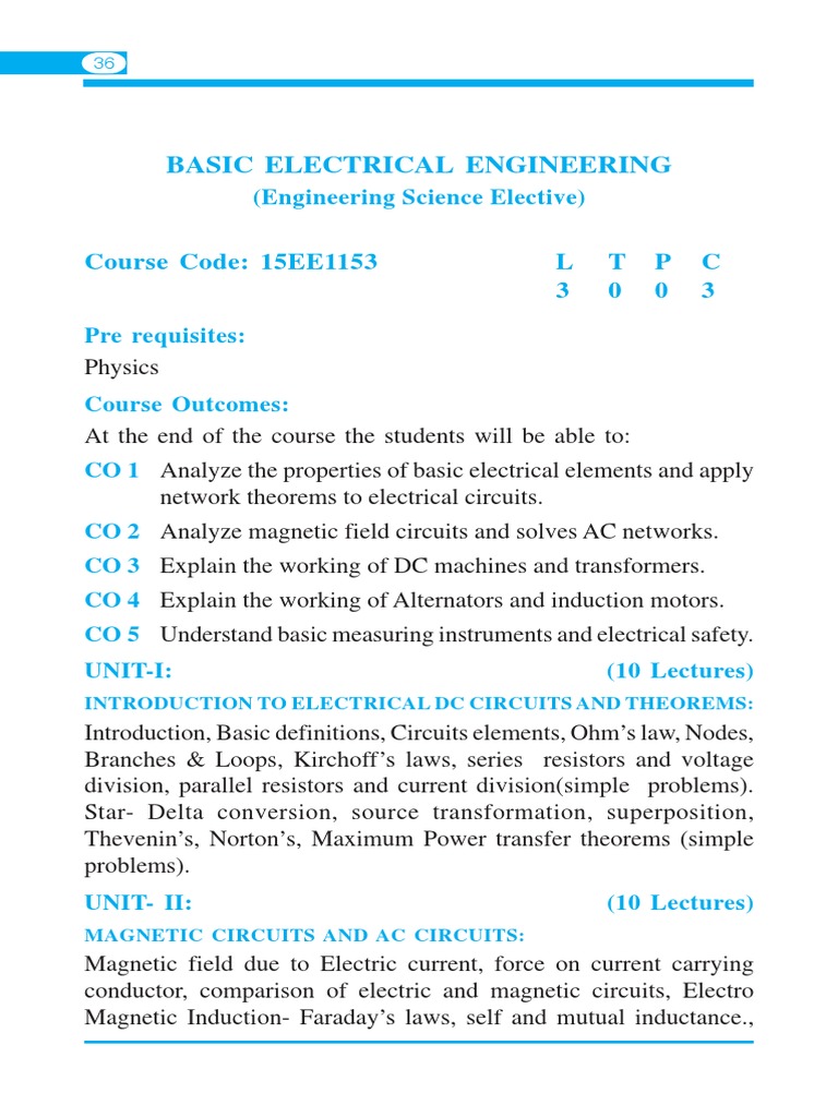Basic Electrical Engineering | PDF | Electrical Network | Electric Motor