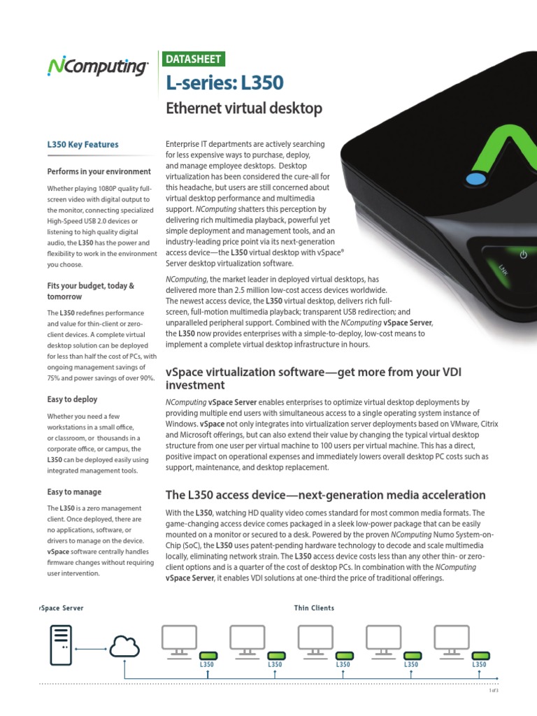 Datasheet L-Series L350 (En) 473919 | PDF | Desktop Virtualization | Usb
