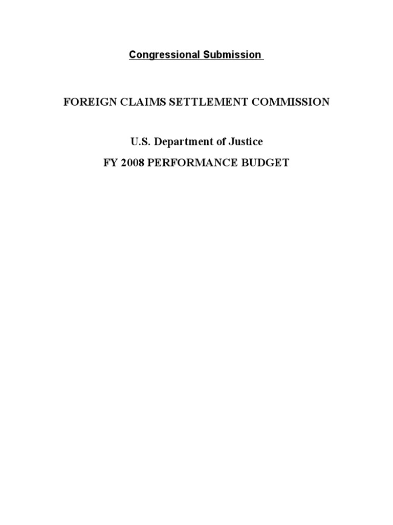 Foreign Claims Settlement Commission: Congressional Submission | PDF ...