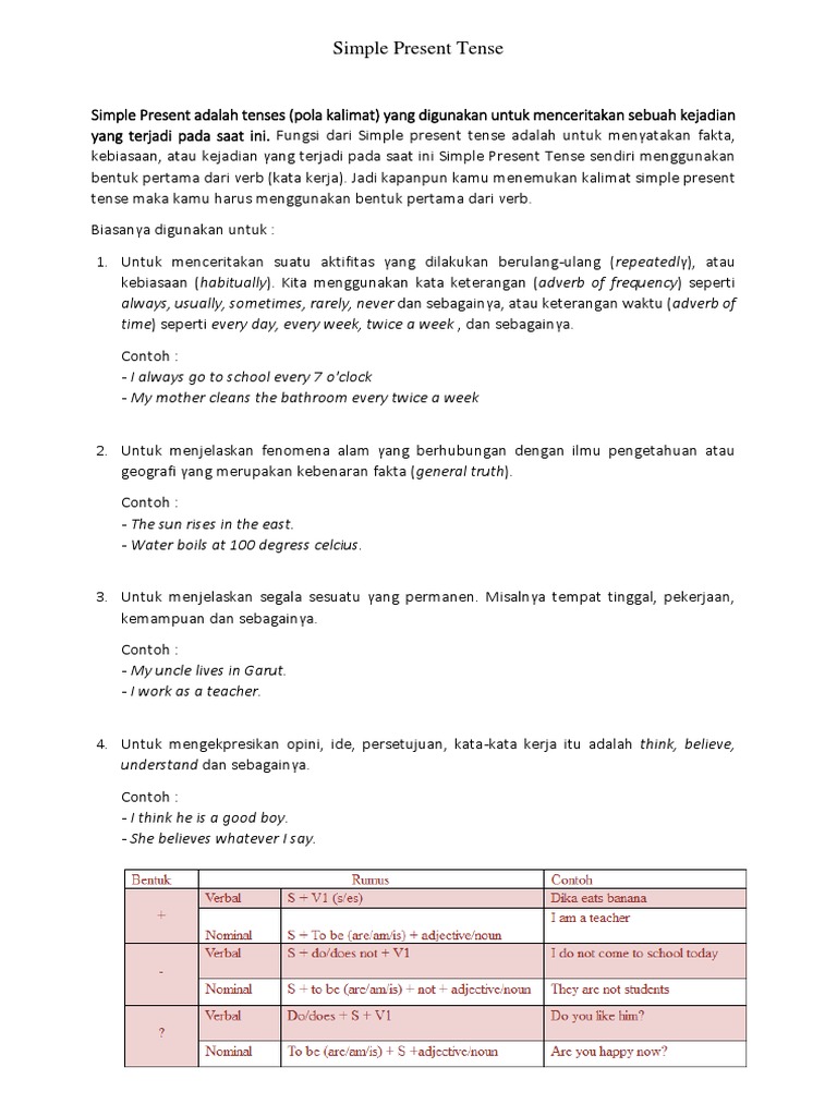 Materi Bahasa Inggris - Simple Present Tense | PDF