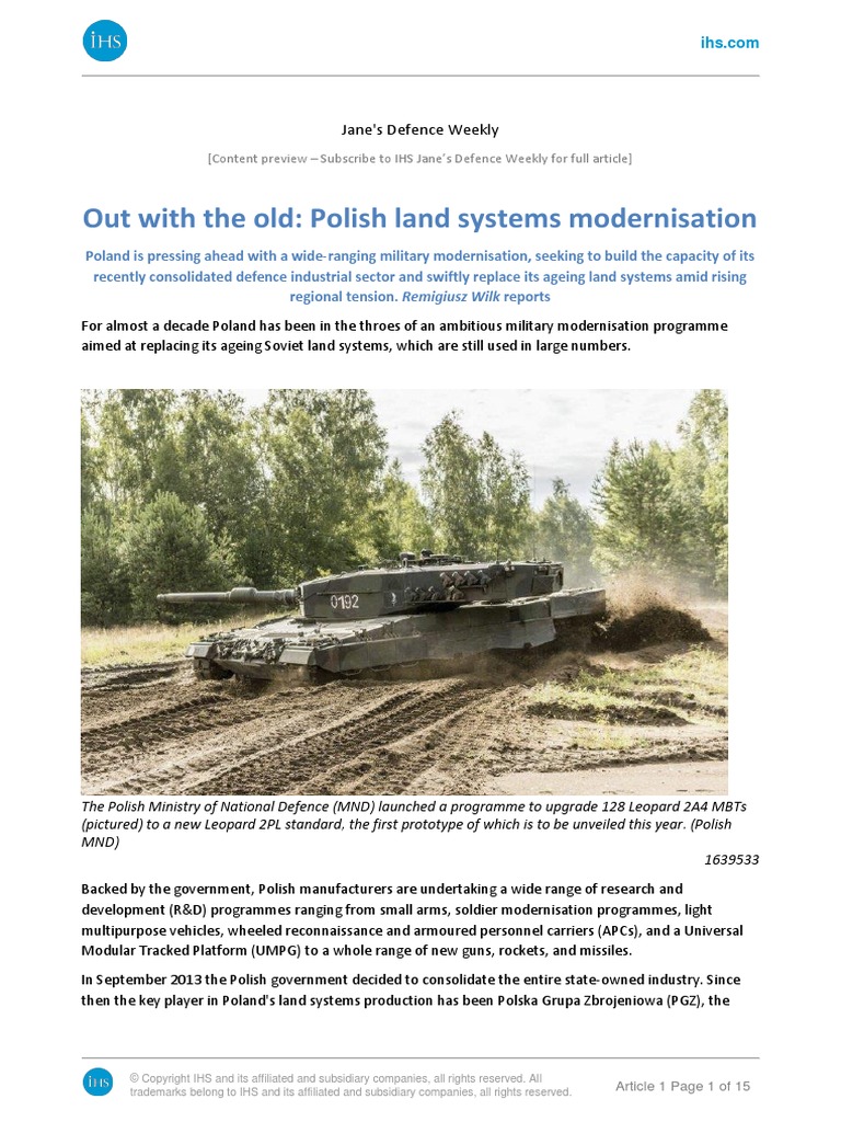 Polish Land Systems Modernisation | PDF | Armoured Fighting Vehicles ...