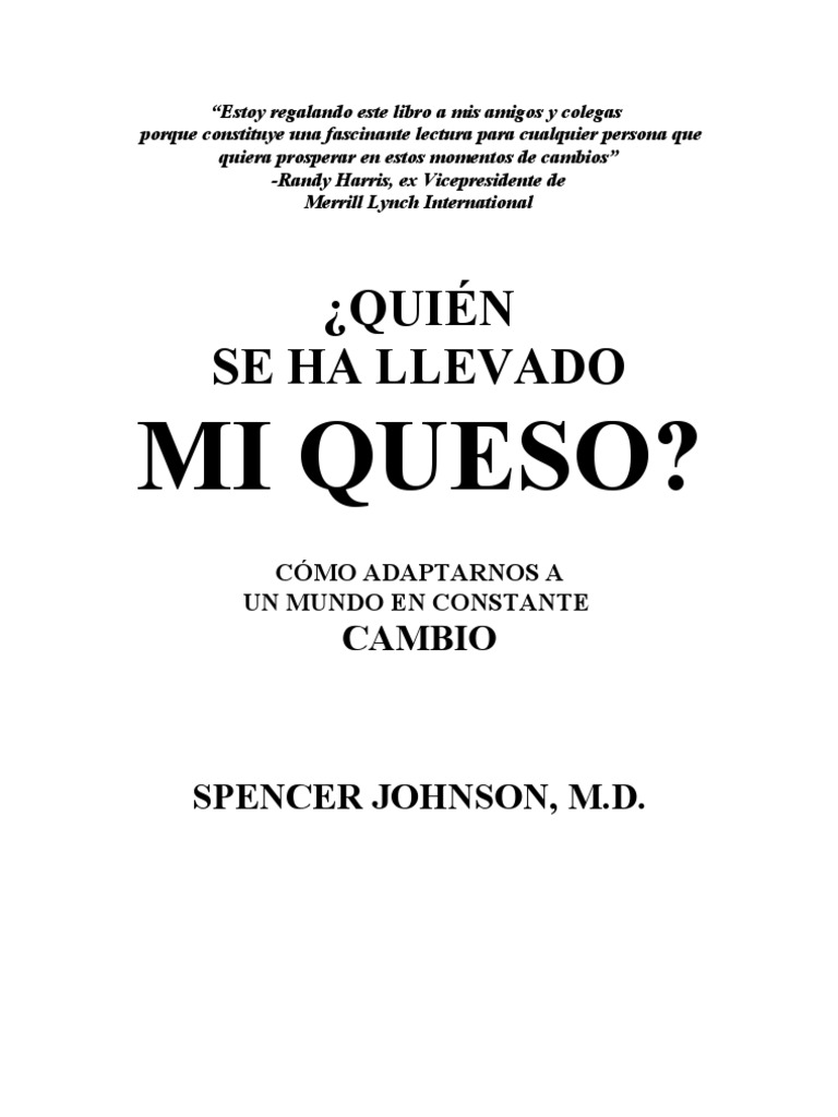 ¿Quién Se Comió Mi Queso (Spencer Johnson) | PDF | Queso | Cuentos
