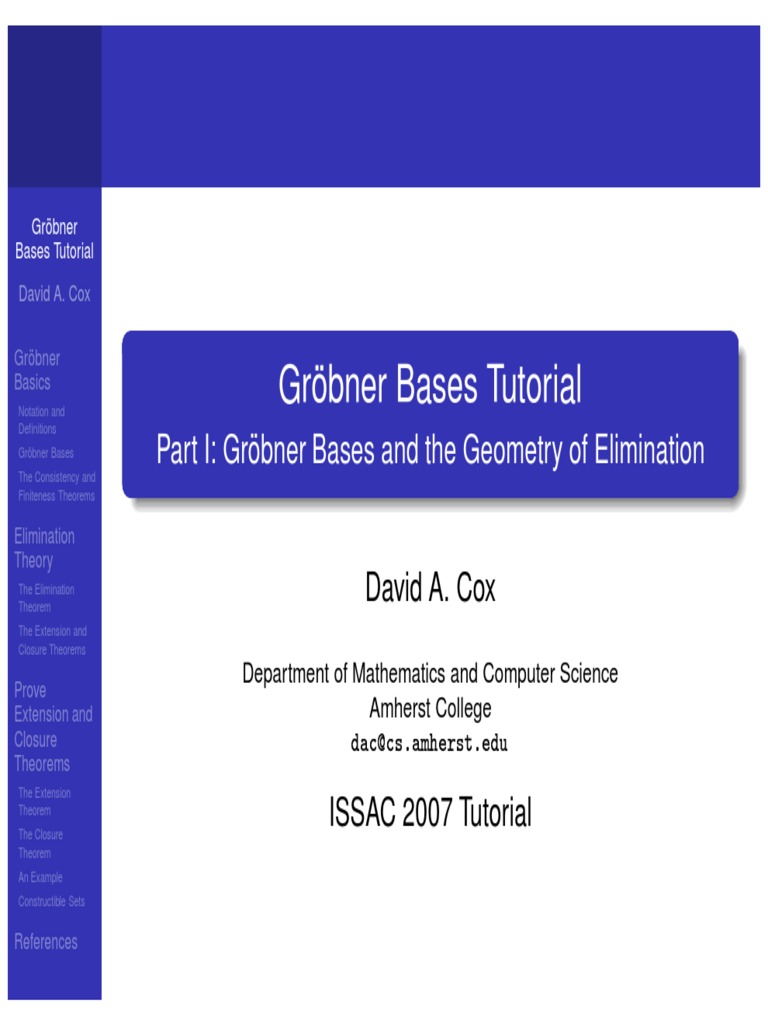 Gröbner Bases Tutorial I - Slides PDF | Download Free PDF | Theorem | Mathematical Analysis
