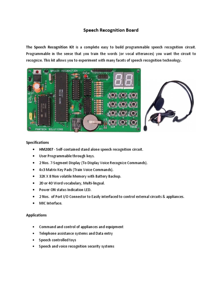 Speech Recog Board Document | PDF | Speech Recognition | Central Processing Unit