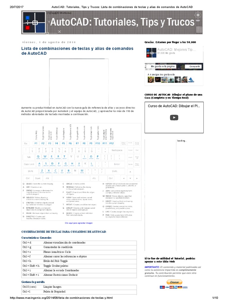 AutoCAD_ Tutoriales, Tips y Trucos_ Lista de Combinaciones de Teclas y ...