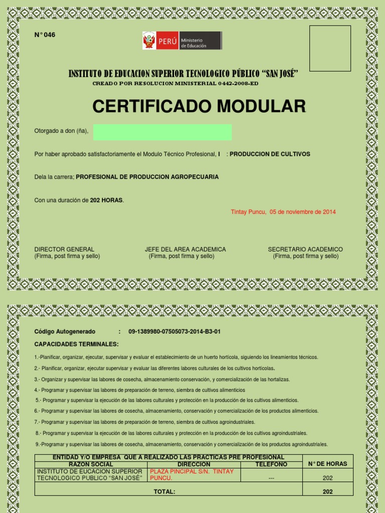 Certificado MODULAR | Plaga (Organismo) | Parasitismo