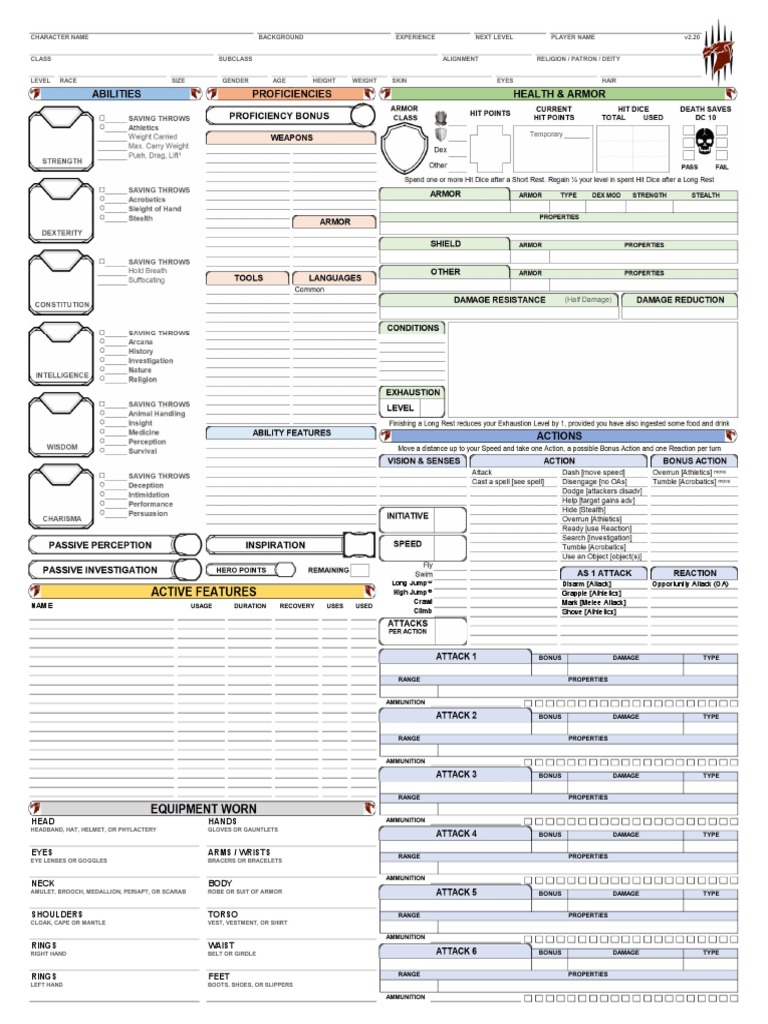 Forged Anvil D&D 5E Character Sheet Printable v2.20 English | PDF | Leisure | Nature