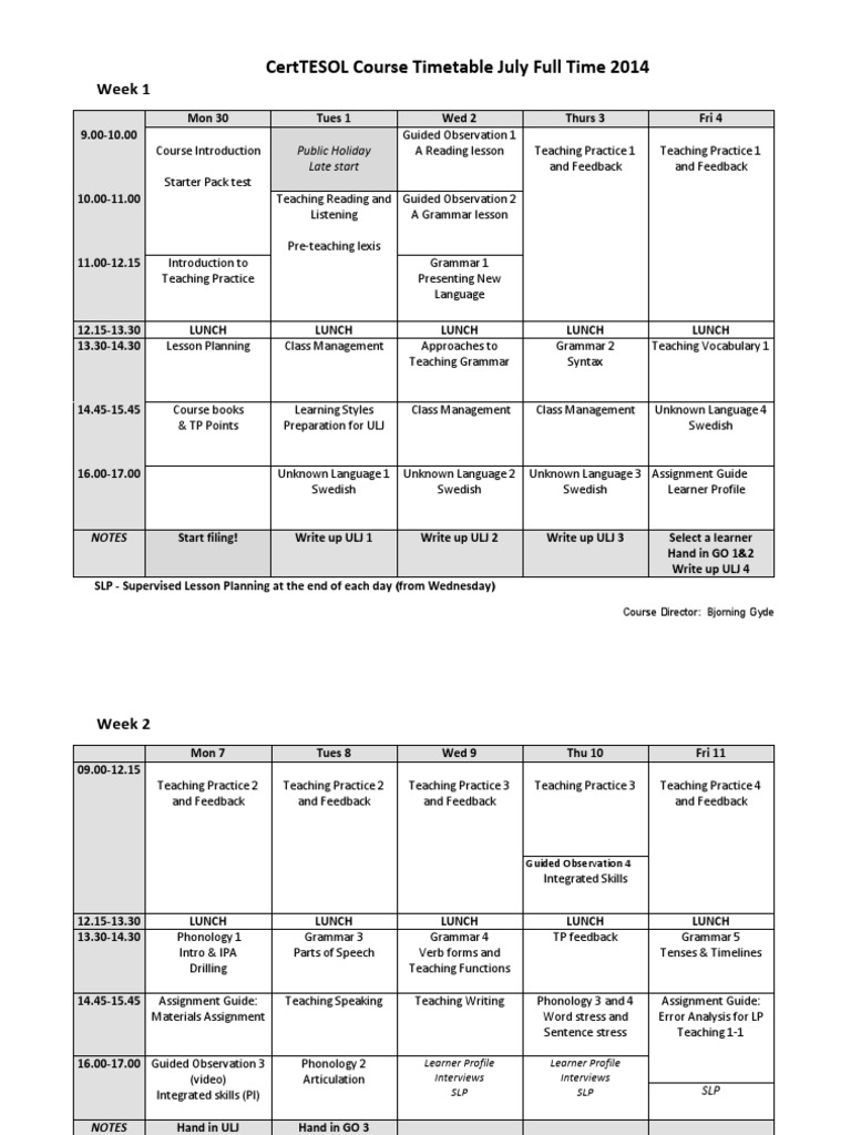 Course Timetable July 2014 FT | PDF | Linguistics | Grammar