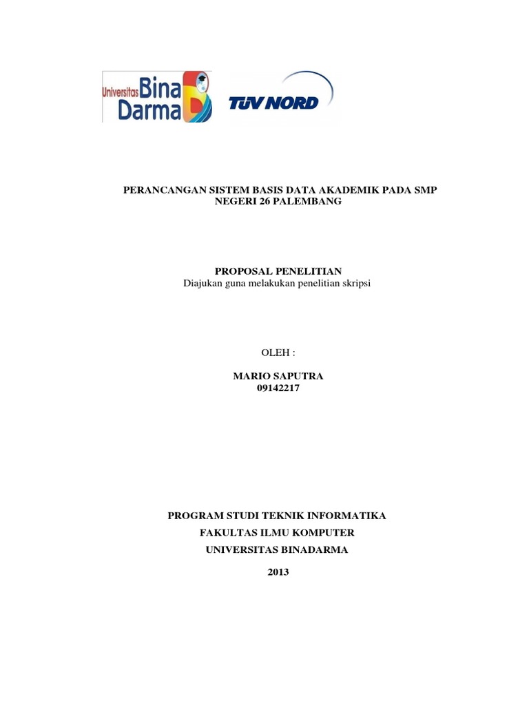Proposal Perancangan Sistem Basis Data Akademik Pada SMP Negeri 26 ...
