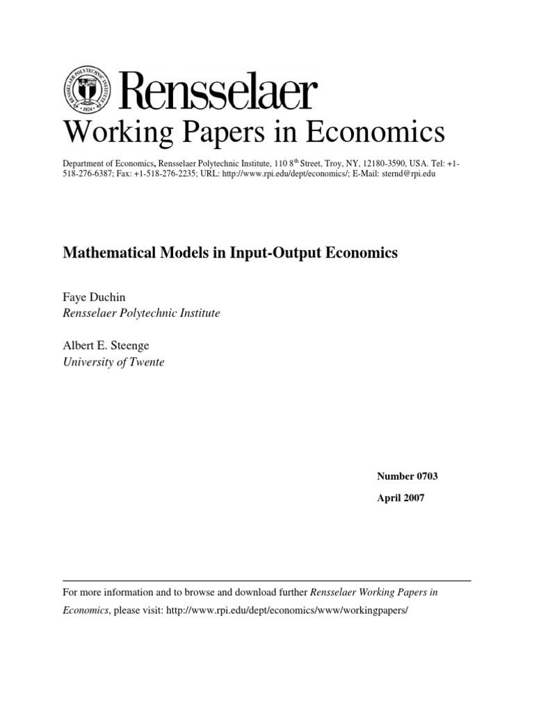 Io Model Matematika | PDF | Input–Output Model | Matrix (Mathematics)