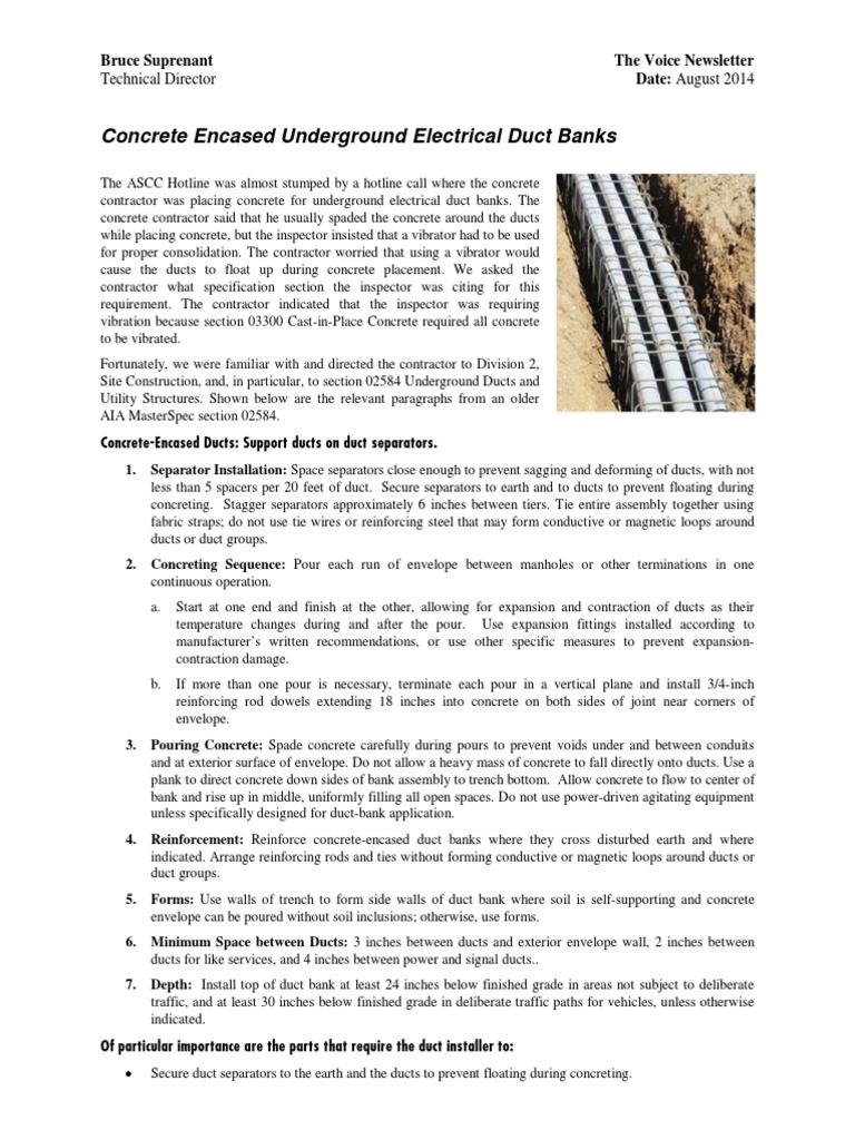 Concrete Duct Bank Installation Guide | PDF | Duct (Flow) | Traffic
