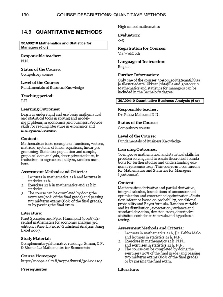 Quantitative Methods PDF | PDF | Thesis | Statistics