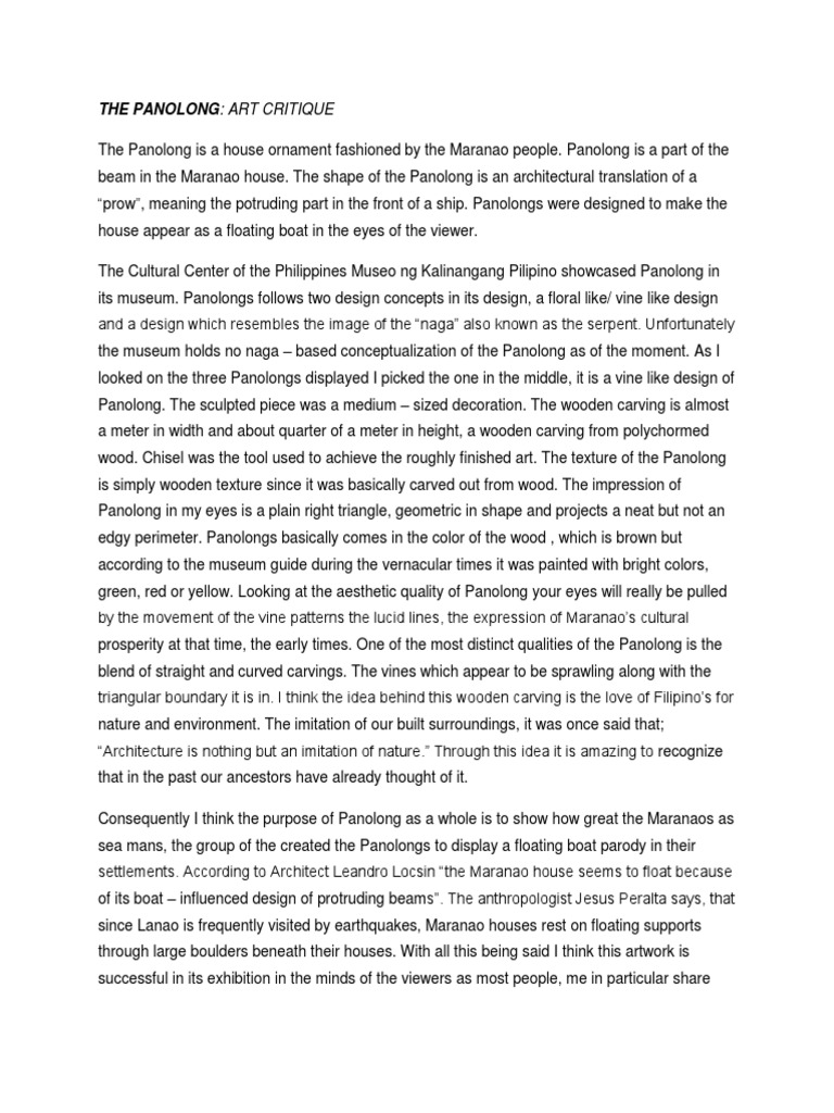 The Panolong: Art Critique | PDF | Amulet | Philippines
