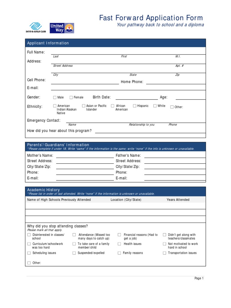 Fast Forward Application Form - English | PDF | Race And Ethnicity In ...