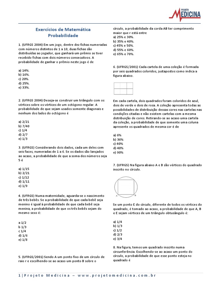 Probabilidade Matematica Probabilidade Matematica