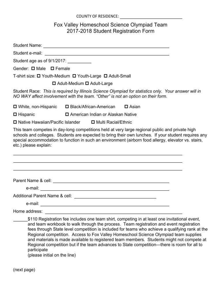 Fvso Registration 2017-18 | PDF | Race And Ethnicity In The United ...