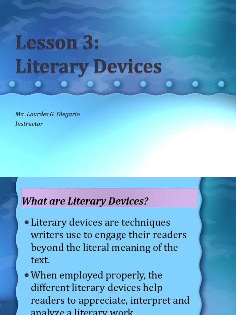 Lesson 3 Literary Devices | PDF | Metaphor | Symbols