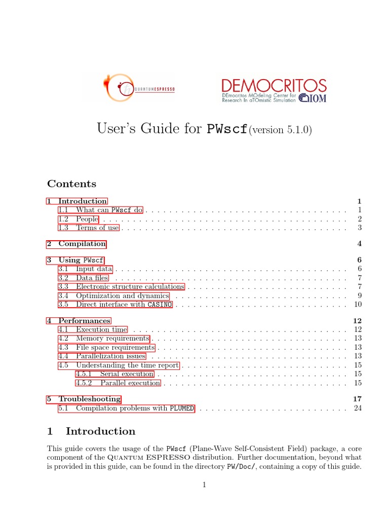 PW User Guide | PDF | Parallel Computing | Spin (Physics)