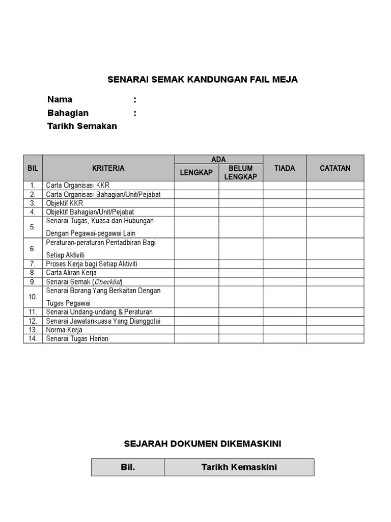 Contoh Format Fail Meja (04042016) | PDF