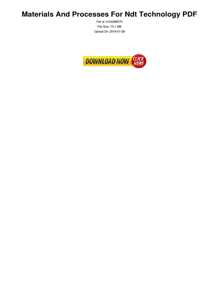 Materials and Processes For NDT Technology | PDF | Nondestructive ...