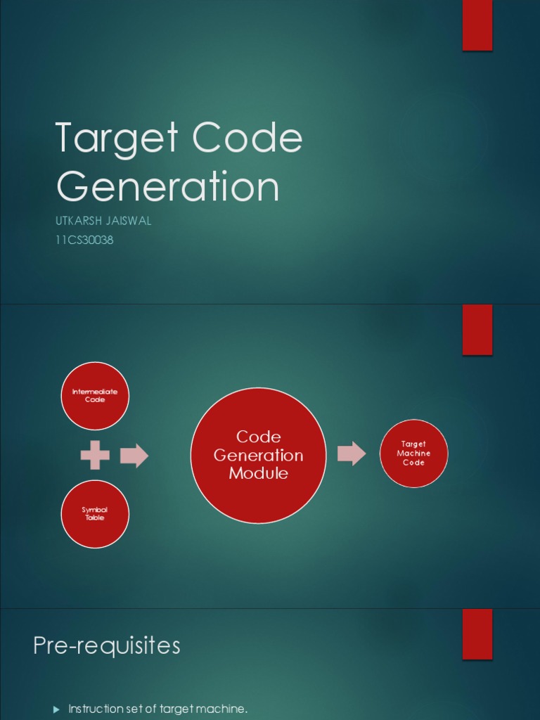 Target Code Generation: Utkarsh Jaiswal 11CS30038 | PDF | Assembly Language | Computer Program