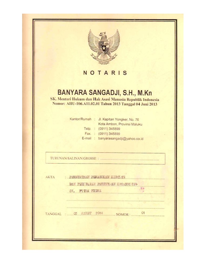 Akta Perubahan | PDF