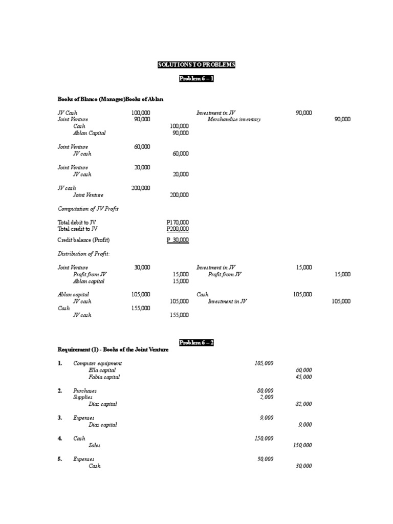 CHAPTER 6 - Joint Venture | PDF | Balance Sheet | Debits And Credits