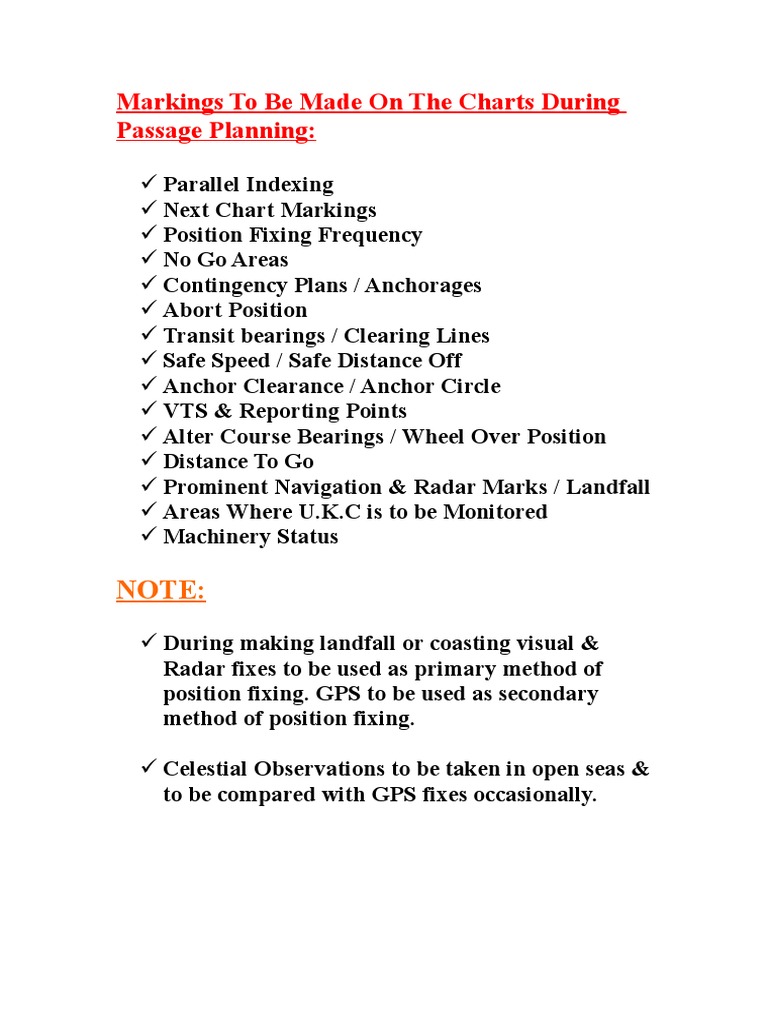 Passage Planning Chart Markings | PDF | Technology & Engineering