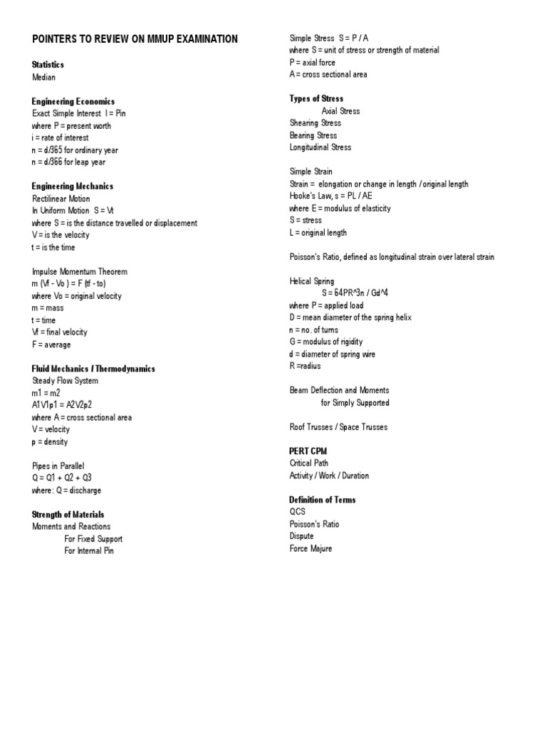 Mmup Examination Guide | PDF | Stress (Mechanics) | Deformation (Mechanics)