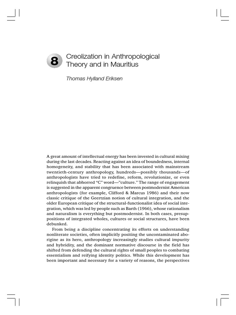 Creolization in Anthropological Theory and in Mauritius: Thomas Hylland ...