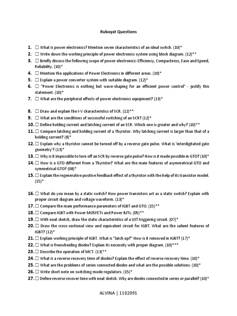 Power Electronics Exam Questions | PDF | Power Electronics | Electrical ...