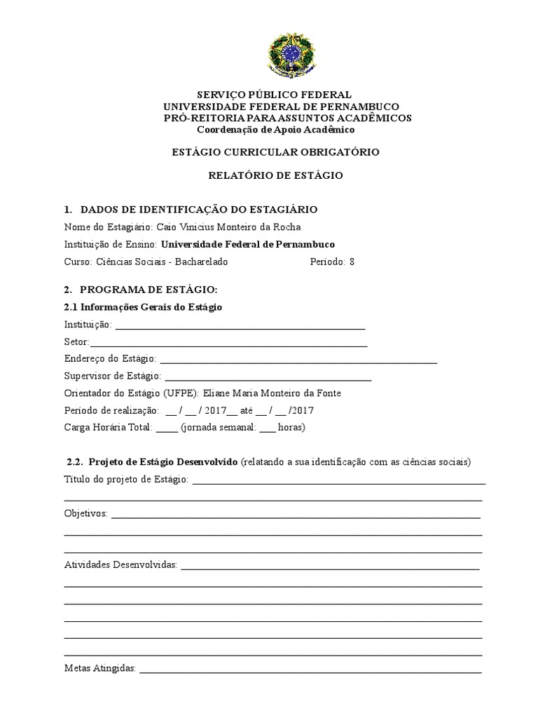 Modelo de Relatório de Estágio 2017 | PDF | Estágio | Procura de Emprego