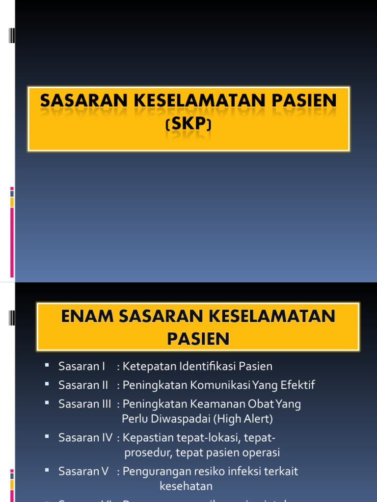 SASARAN KESELAMATAN PASIEN (SKP) - Sosialisasi Akper | PDF