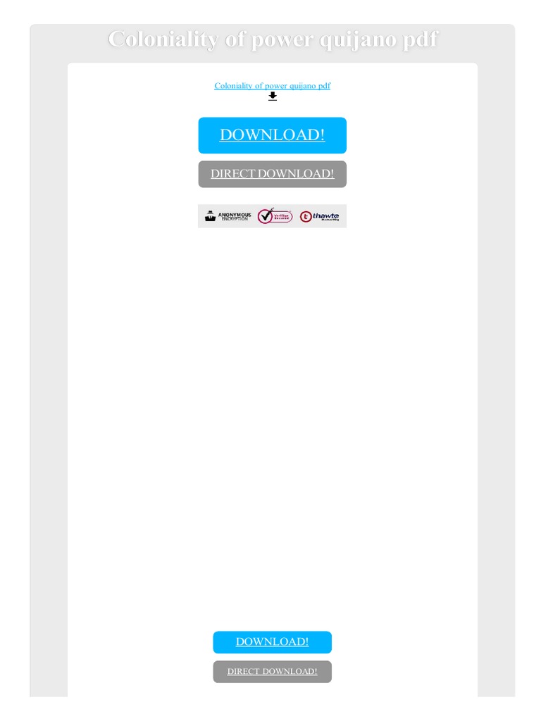 Coloniality of Power Quijano PDF | PDF | Sociological Theories ...