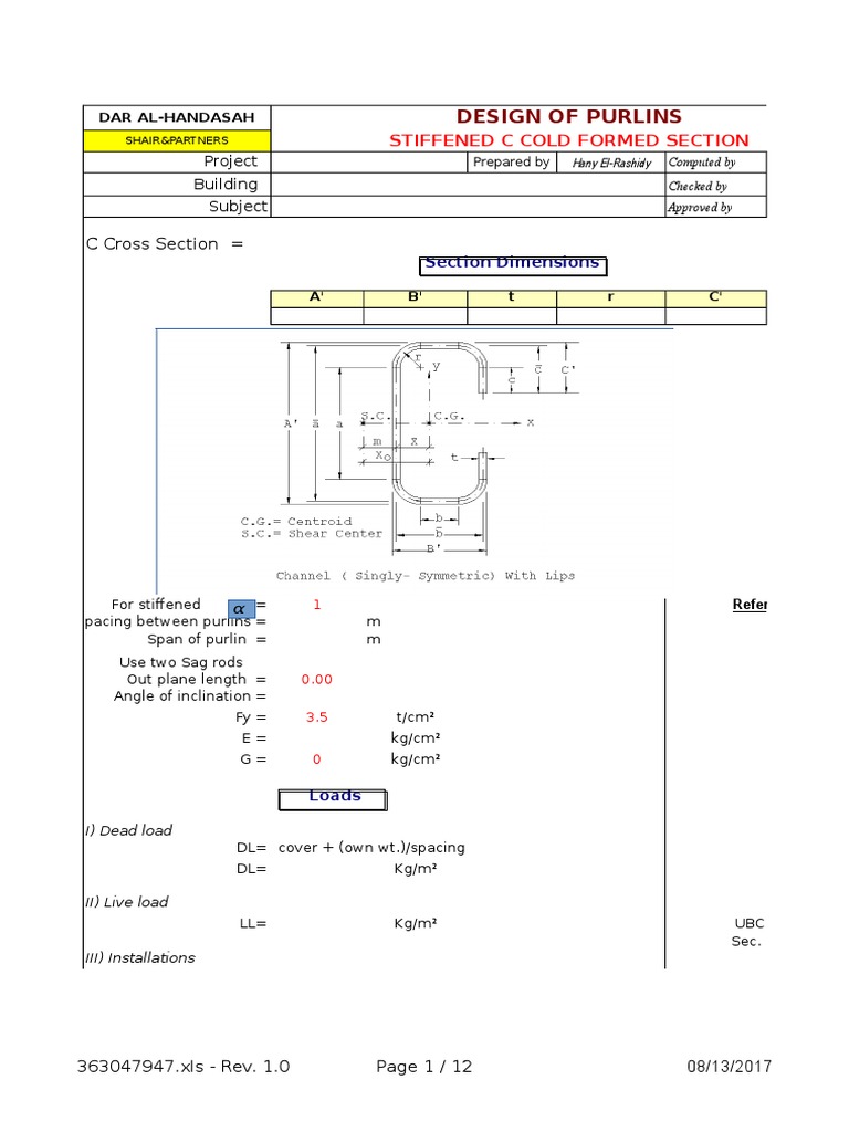 Cold Formed Purlin - C | PDF | Solid Mechanics | Structural Engineering