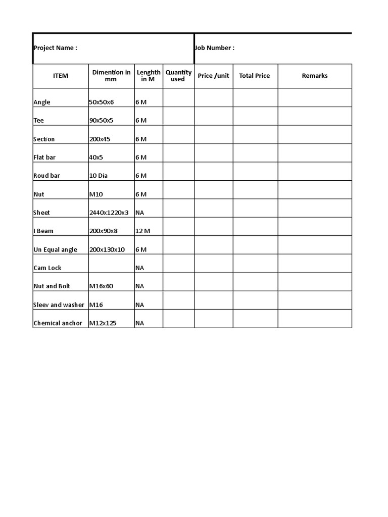 Alu Stock List Formate | PDF