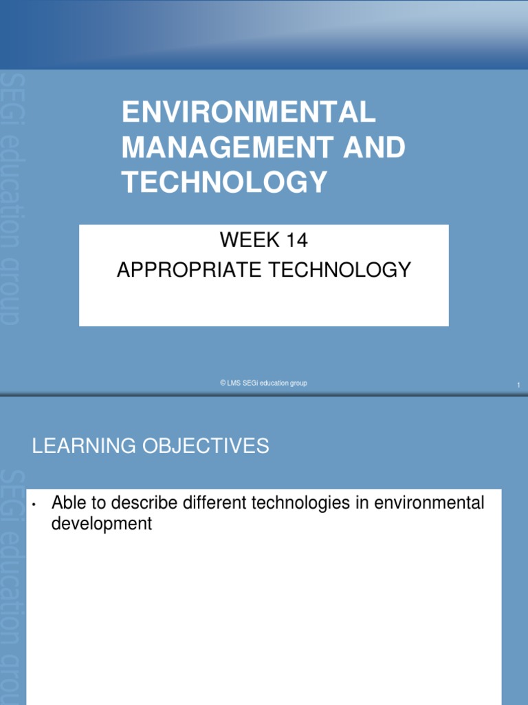 Week 14 Appropriate Technology | PDF | Appropriate Technology ...