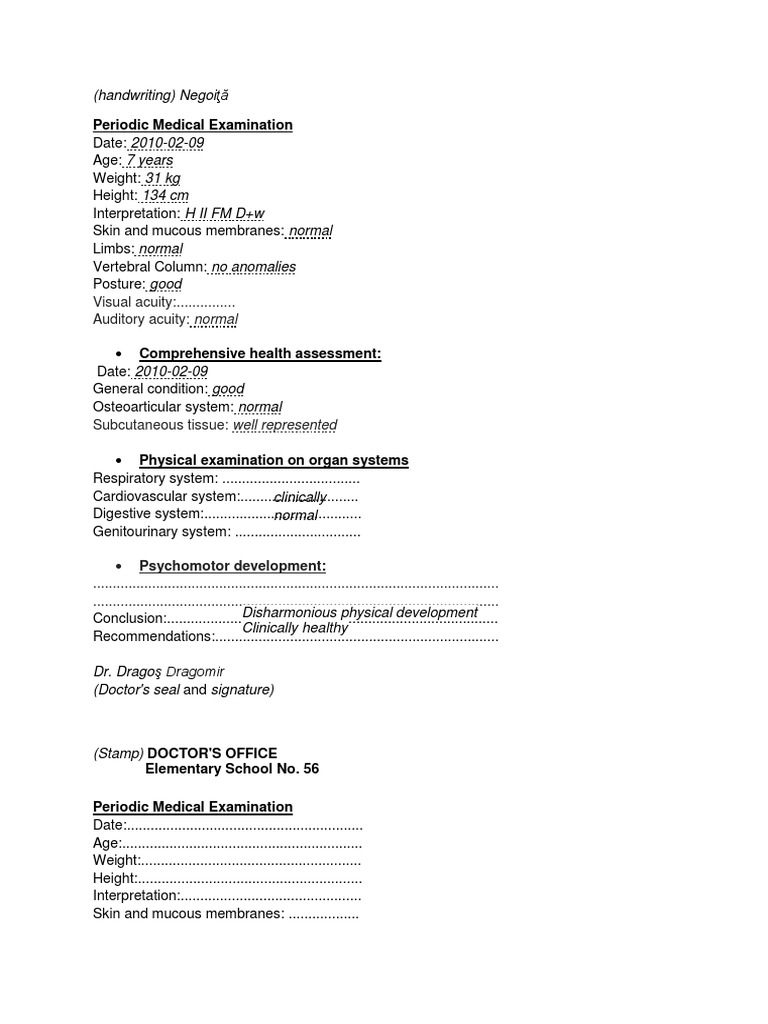 Periodic Medical Examination | PDF | Physical Examination | Puberty