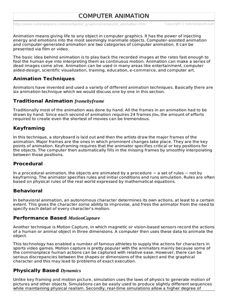 Computer Animation | PDF | Computer Animation | Animation