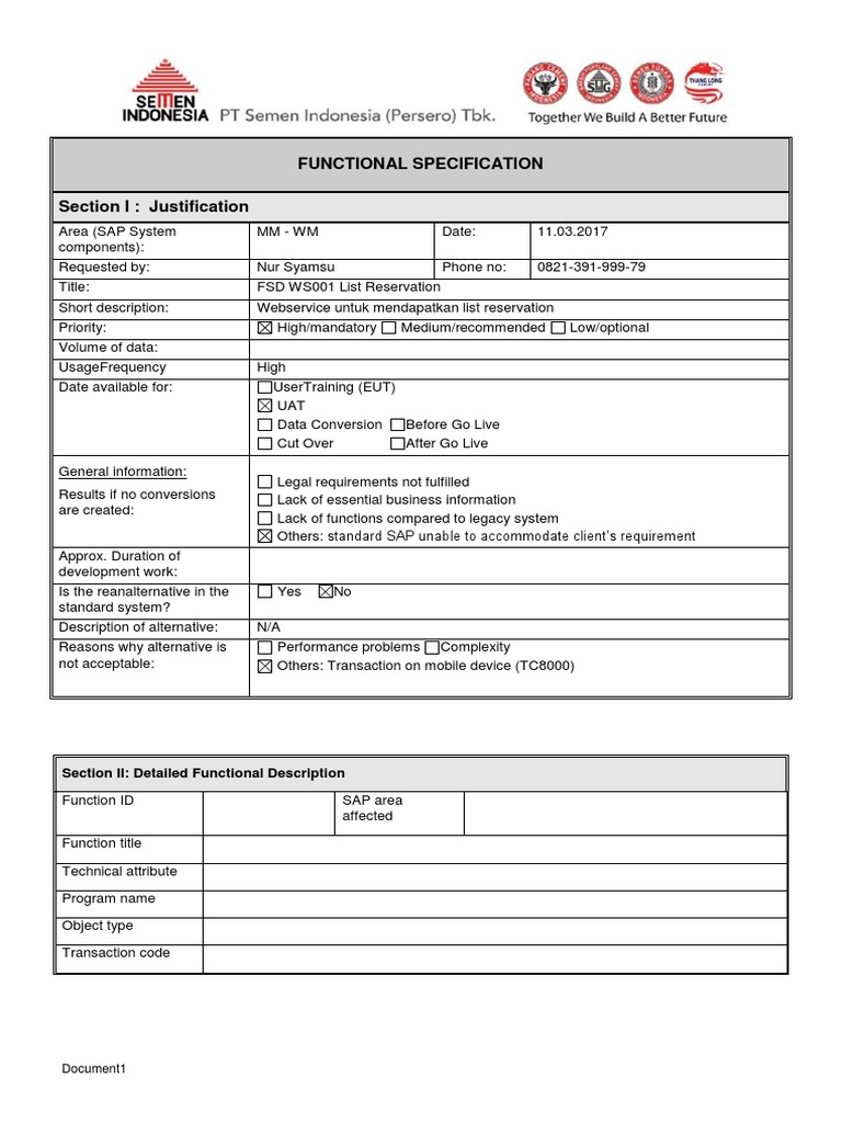 FSD WS001 List Reservation | Download Free PDF | Specification (Technical Standard) | Computer Data