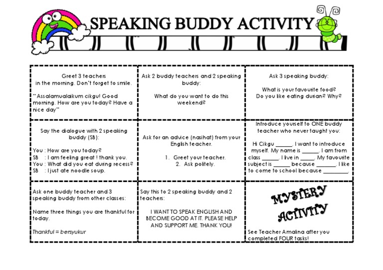 Speaking Buddy Activity | PDF