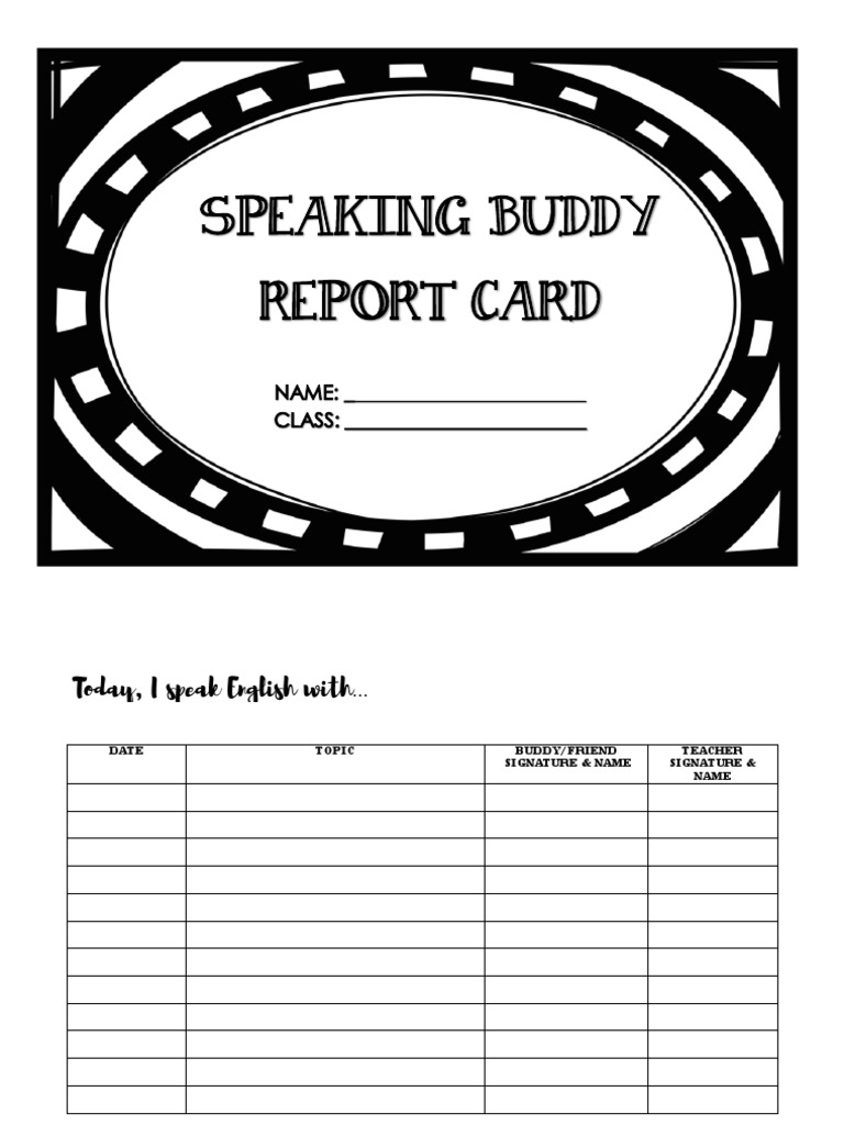 Speaking Buddy Report Card | PDF