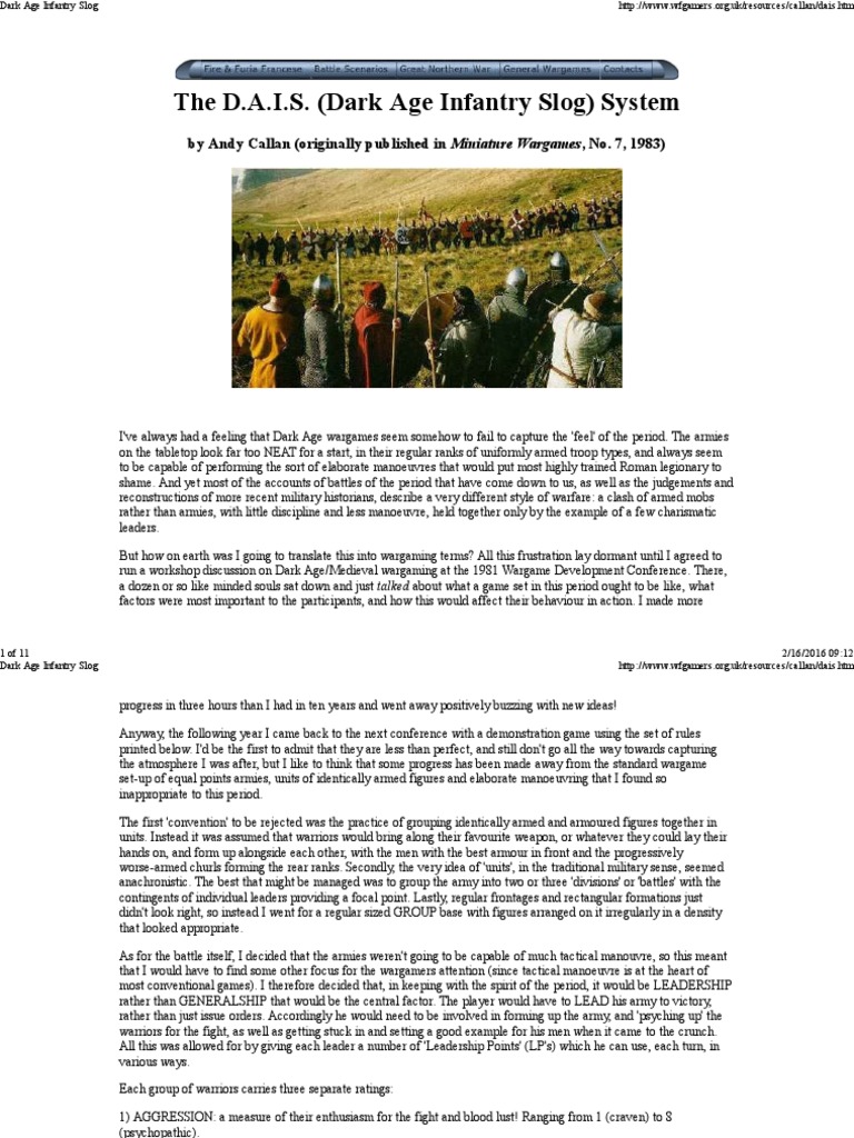 Dark Age Infantry Slog: Capturing the Chaotic and Leader-Focused Nature ...